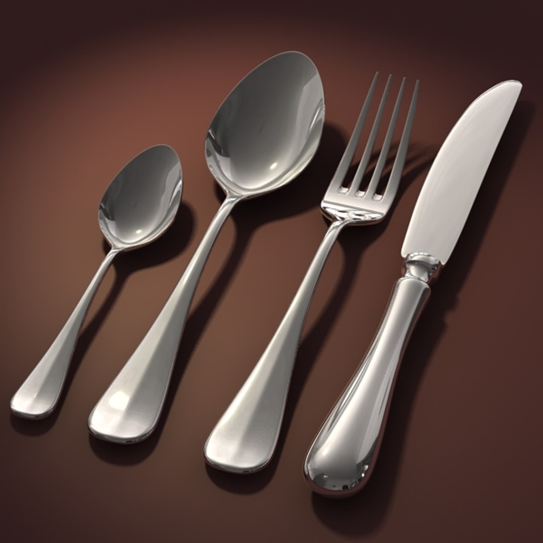 knife tablespoon teaspoon 3d model