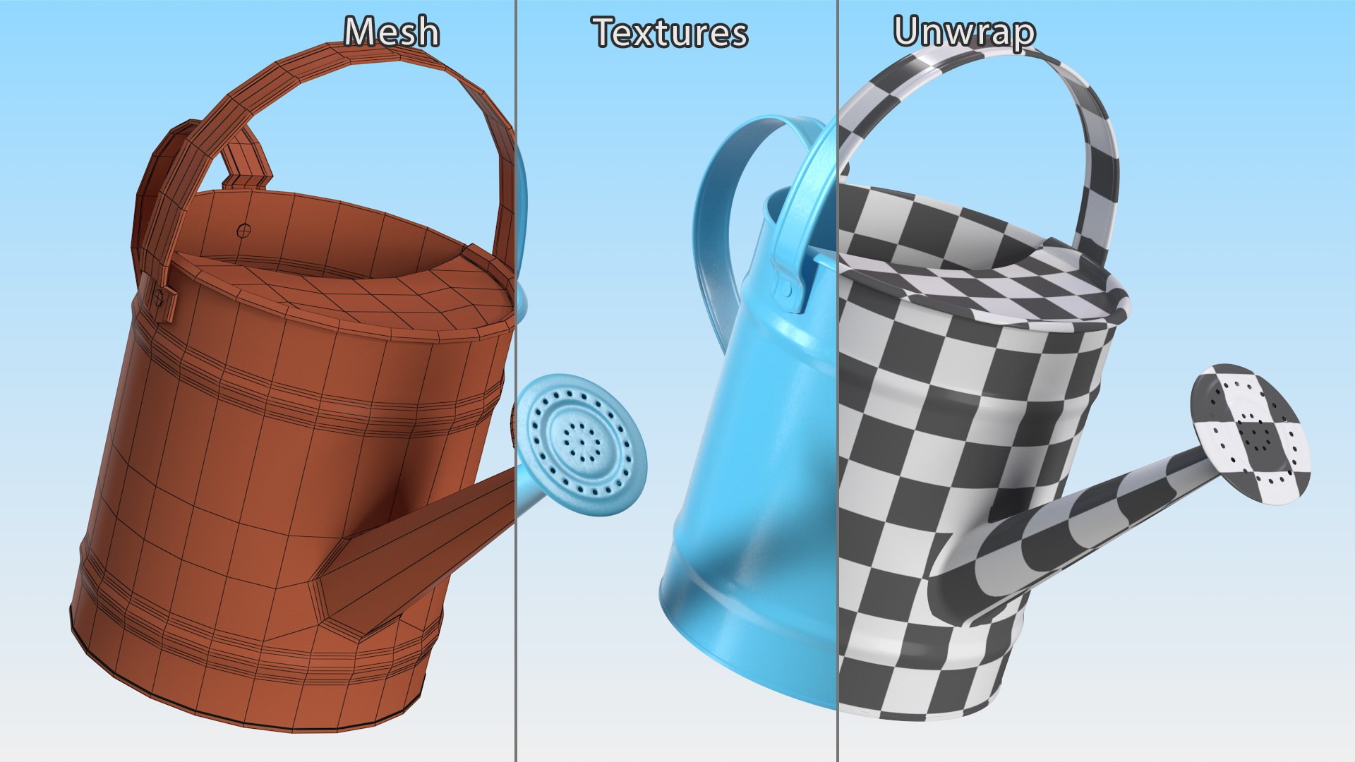 3D 1 Gallon Blue Metal Watering Can Model - TurboSquid 2139758