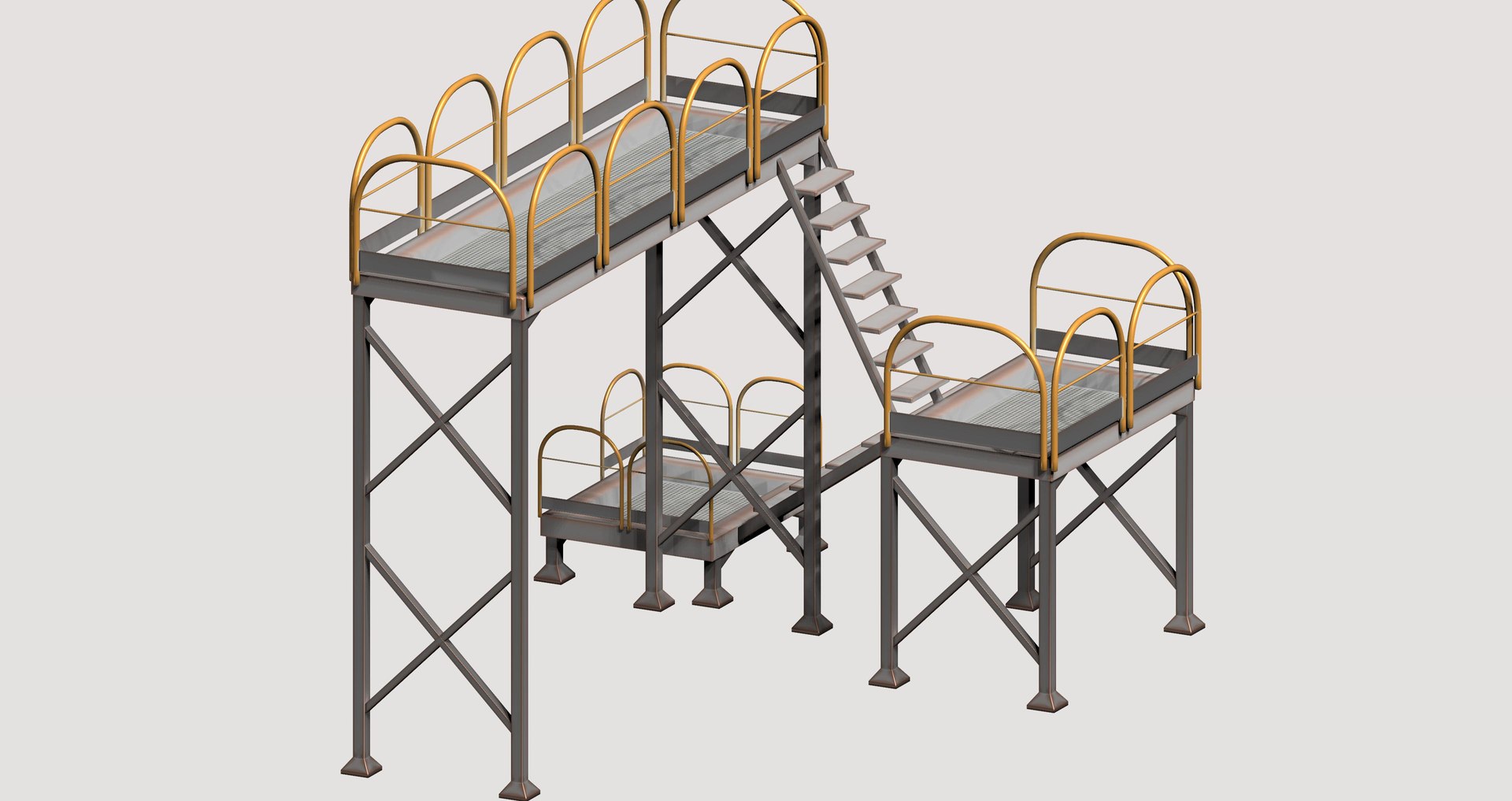 3D Model Industrial Yellow Platform With Rails - TurboSquid 2073586