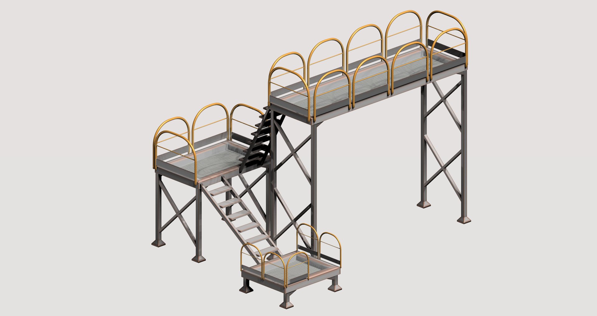 3D Model Industrial Yellow Platform With Rails - TurboSquid 2073586