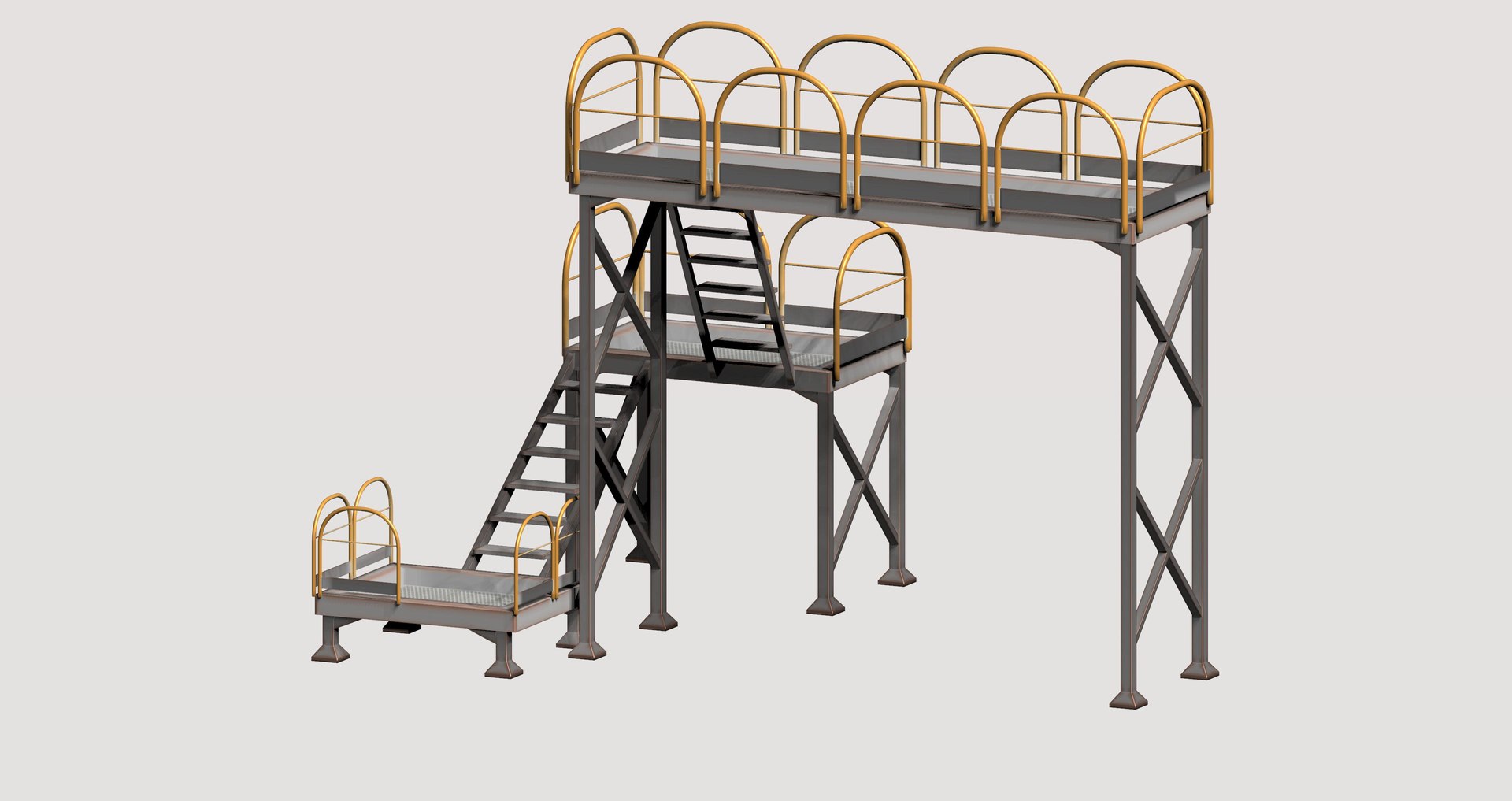 3D Model Industrial Yellow Platform With Rails - TurboSquid 2073586