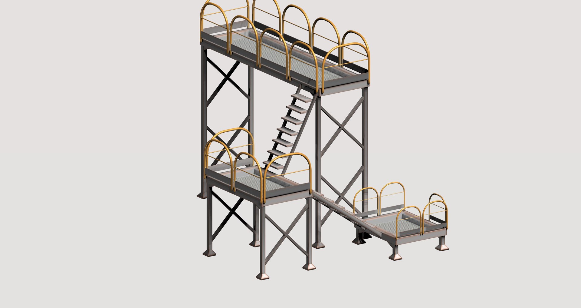 3D Model Industrial Yellow Platform With Rails - TurboSquid 2073586
