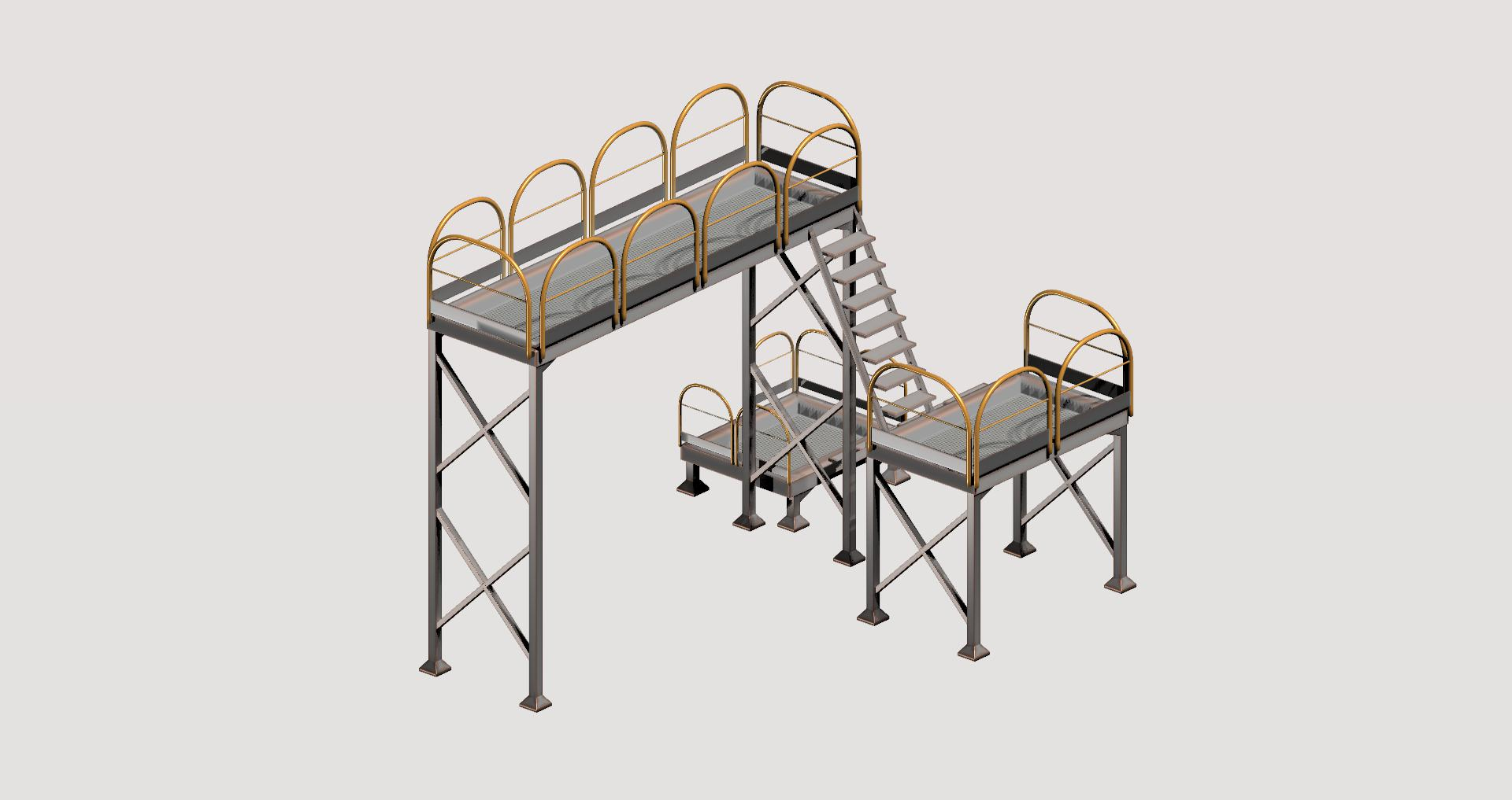 3D Model Industrial Yellow Platform With Rails - TurboSquid 2073586