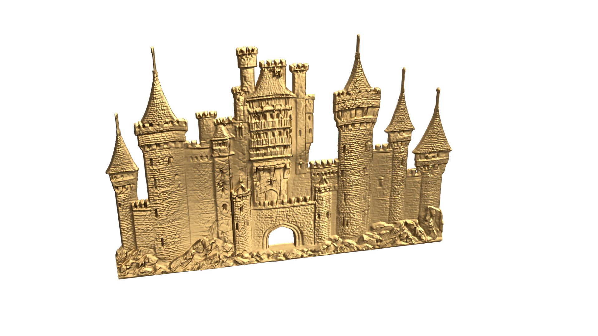 Medieval Castle Printable Relief Wall Panel Decor Set 02 3D ...