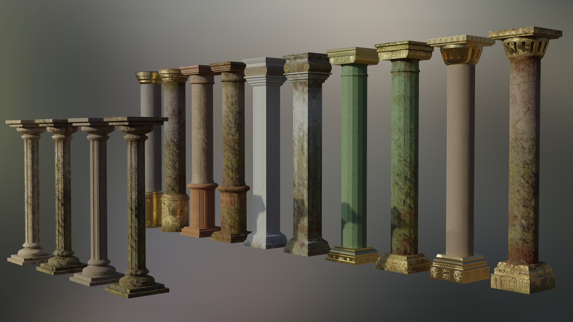 3D Ancient Columns Asset Pack - TurboSquid 1807285