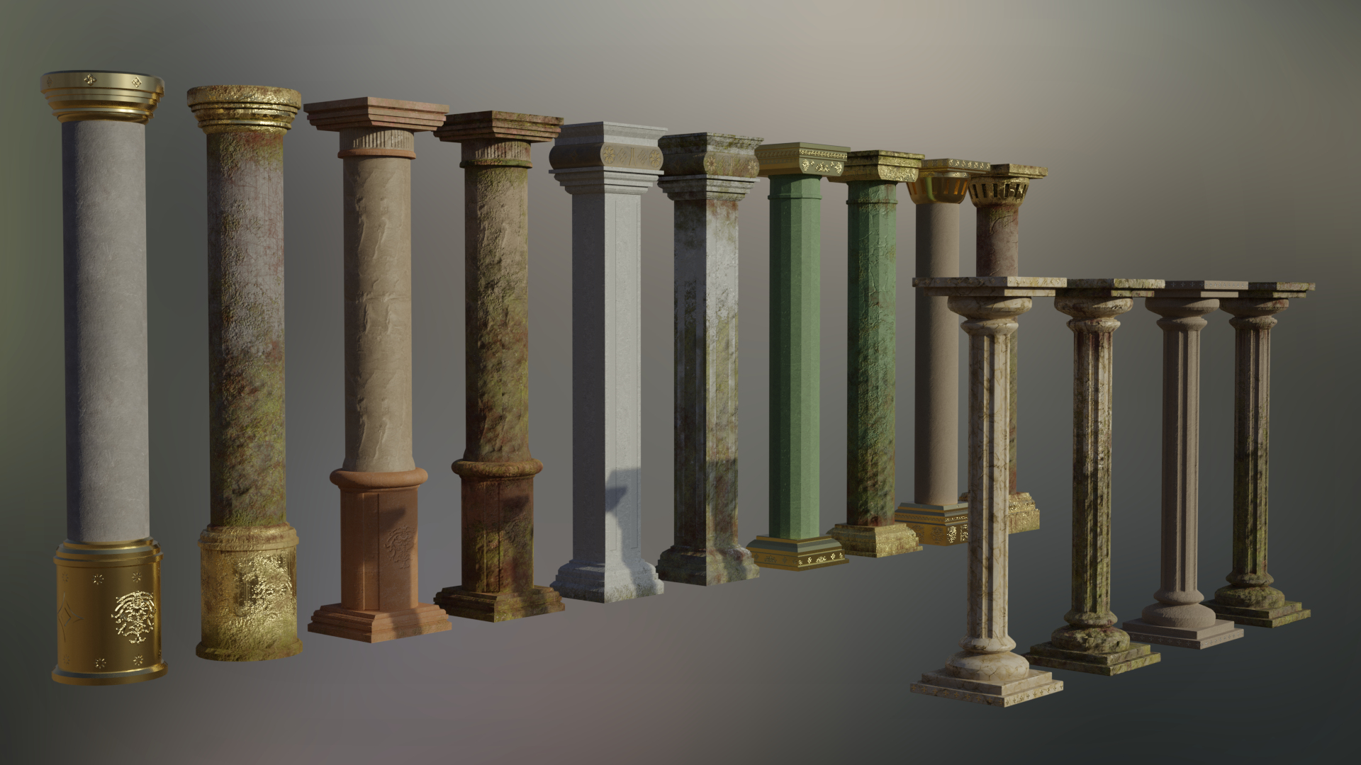 3D Ancient Columns Asset Pack - TurboSquid 1807285
