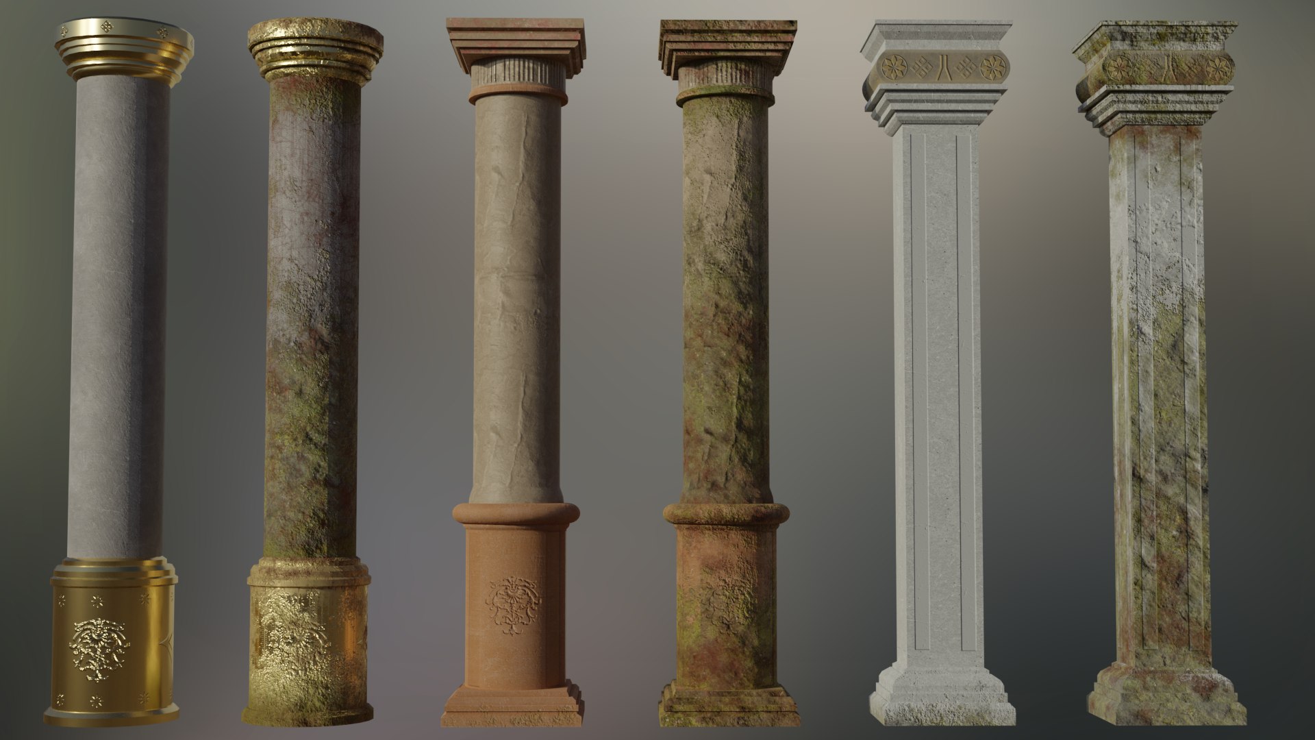 3D Ancient Columns Asset Pack - TurboSquid 1807285