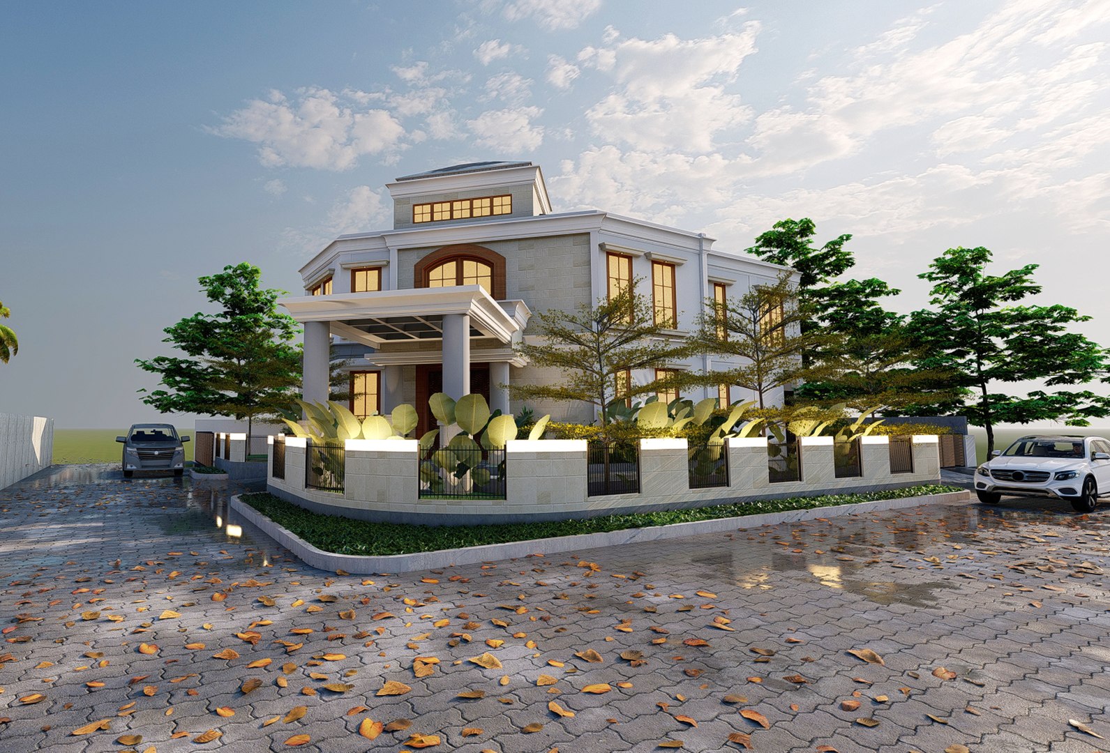 Luxury Modern Classic House Exterior Design 3D Model - TurboSquid 2203030