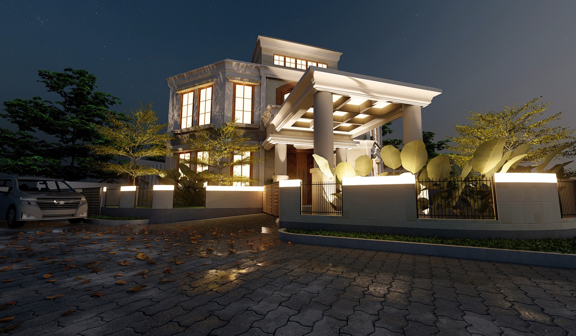 Luxury Modern Classic House Exterior Design 3D Model - TurboSquid 2203030