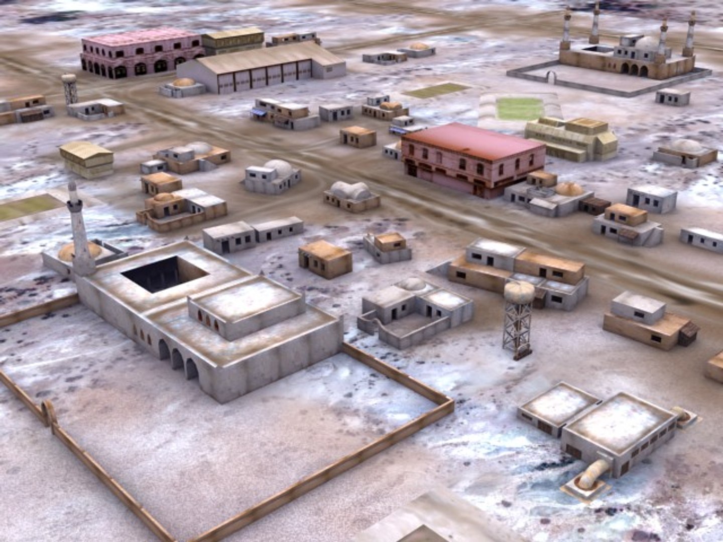 3rdworld Arab Town Low-poly Buildings 3d Model
