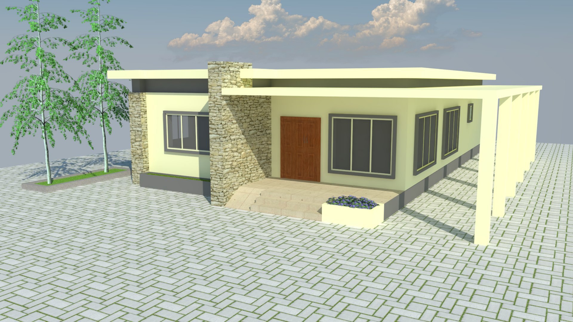 3 Bedroom Bungalow 3D Model - TurboSquid 1855547