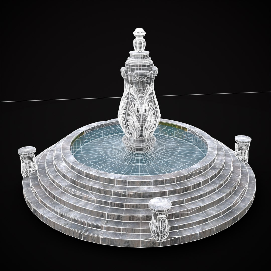 Floral Water Fountain Model - TurboSquid 2085903