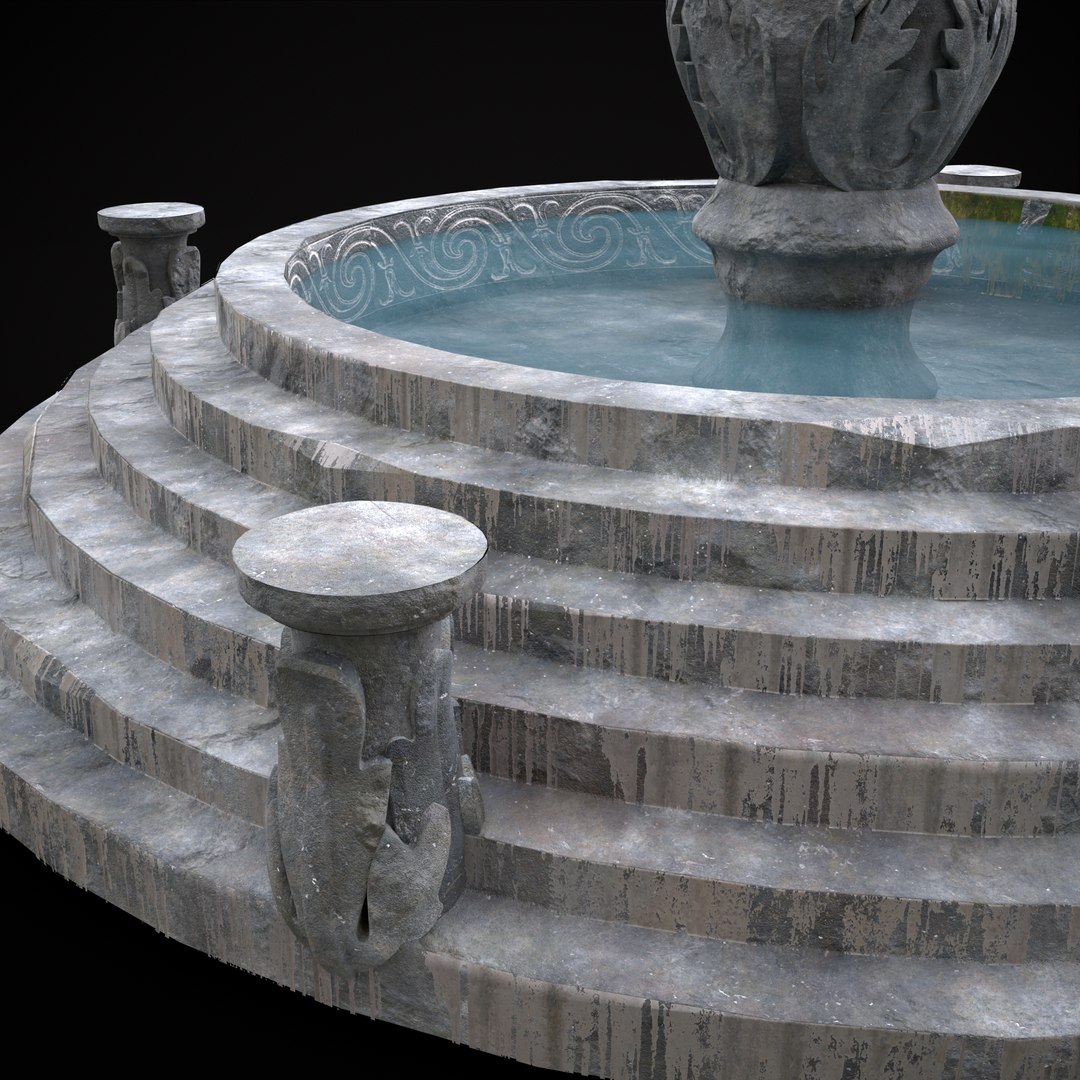 Floral Water Fountain Model - TurboSquid 2085903