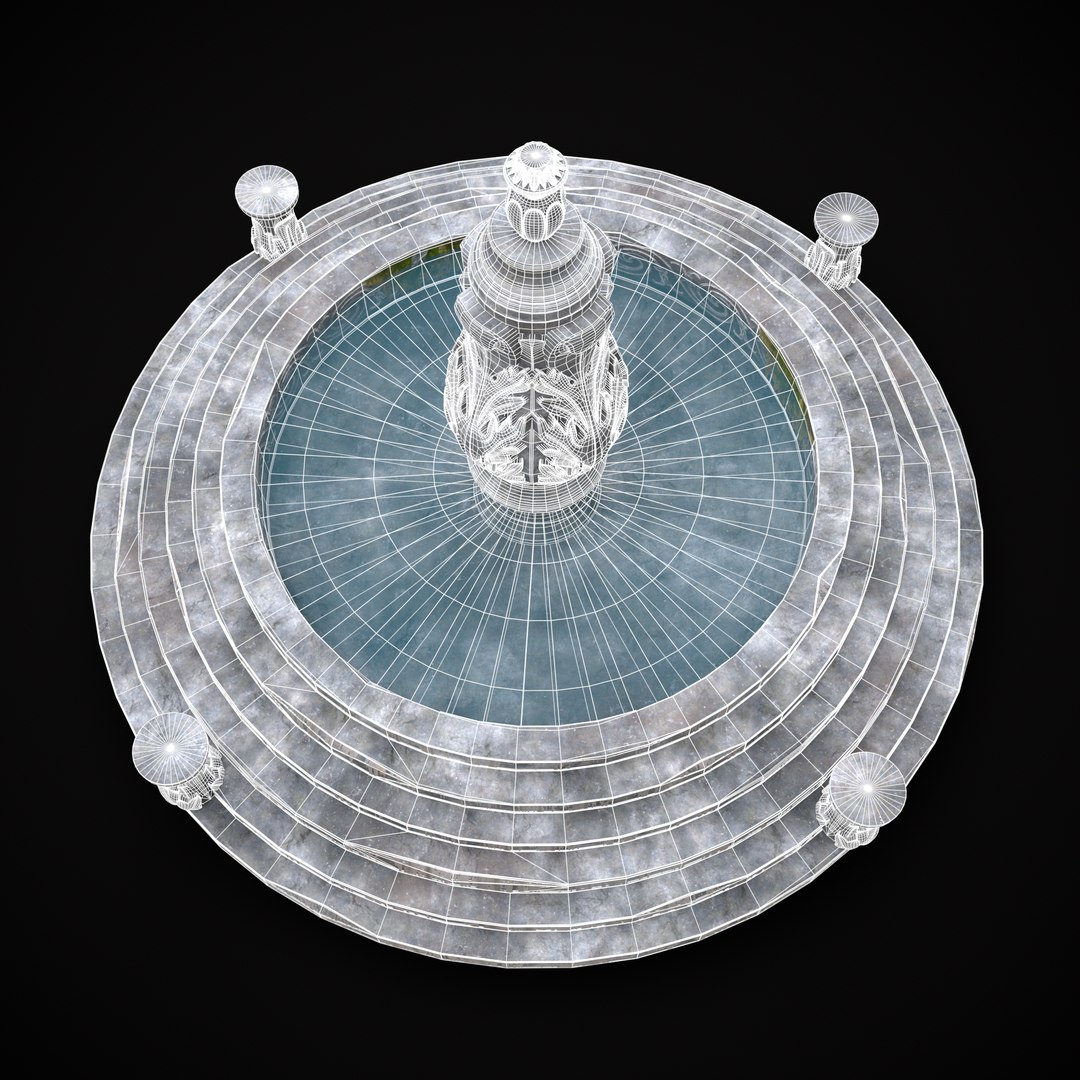 Floral Water Fountain Model - TurboSquid 2085903