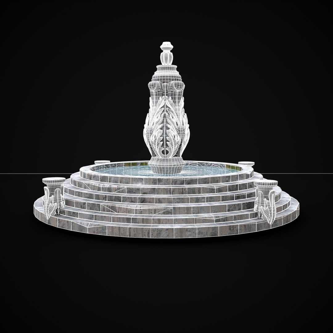 Floral Water Fountain Model - TurboSquid 2085903