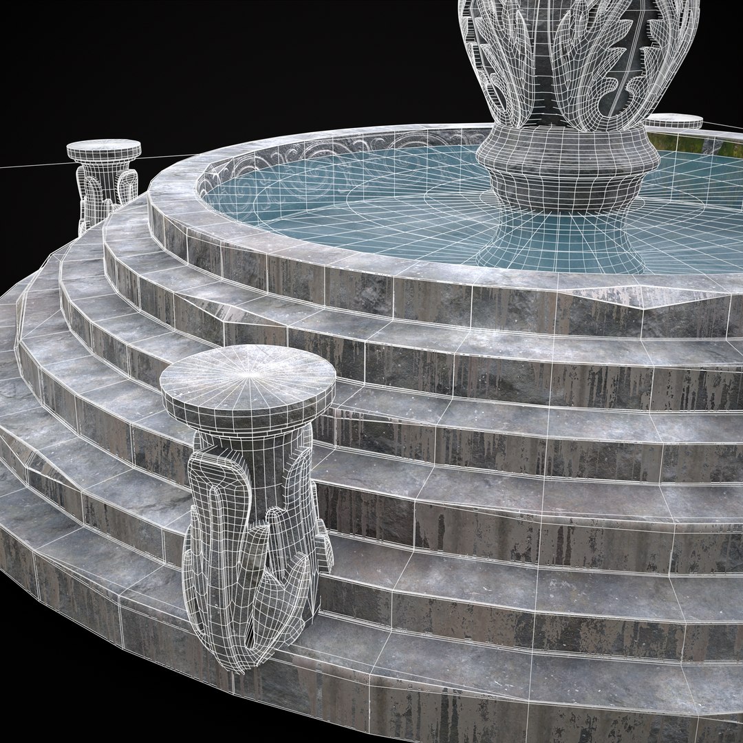 Floral Water Fountain Model - TurboSquid 2085903