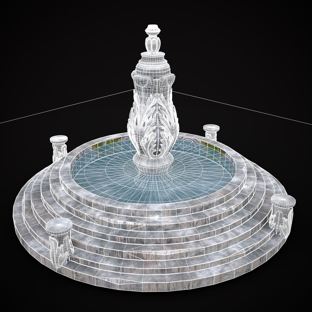 Floral Water Fountain Model - TurboSquid 2085903