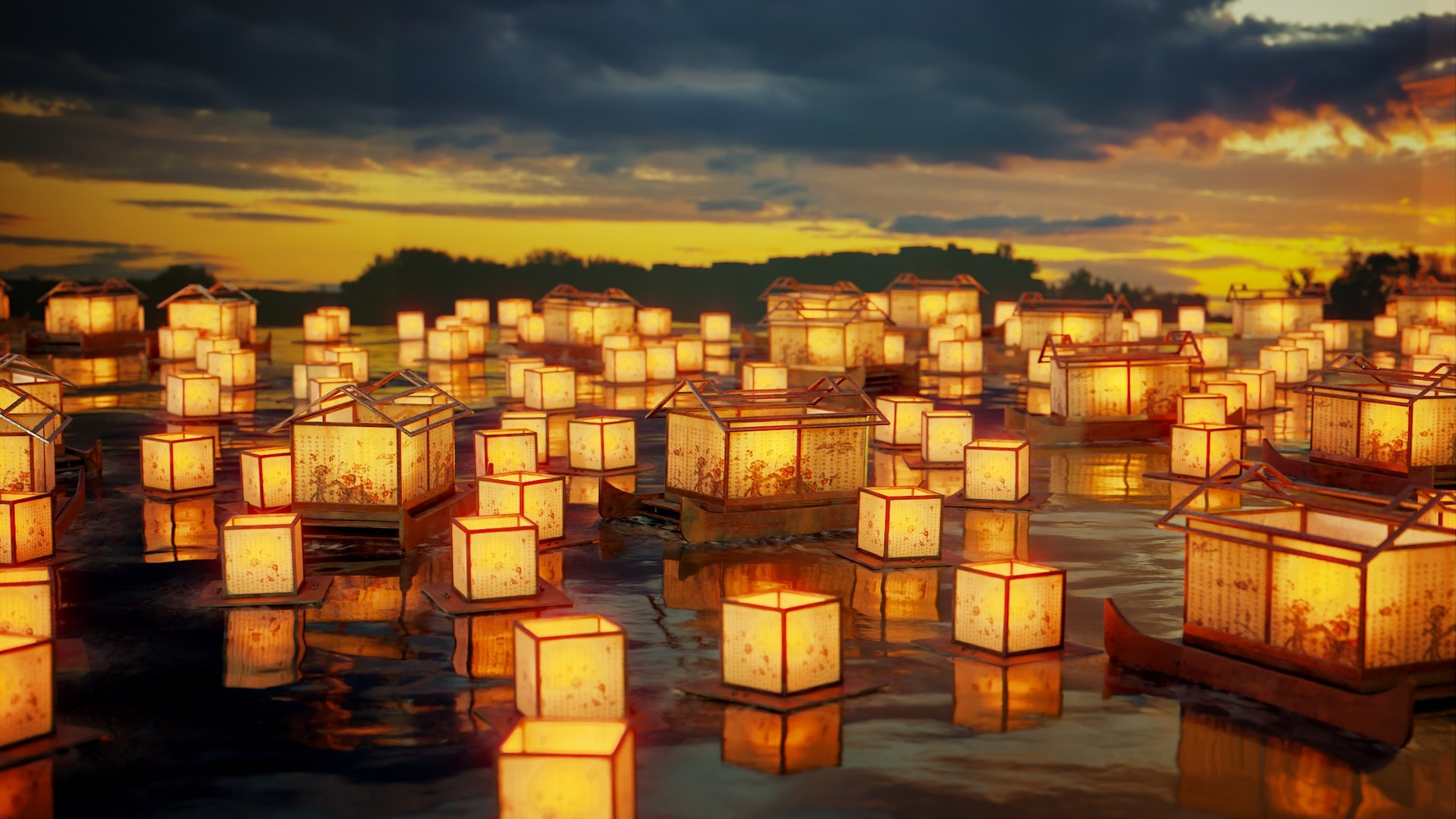 Lantern Night Scene Ambient 3D Model - TurboSquid 2068057