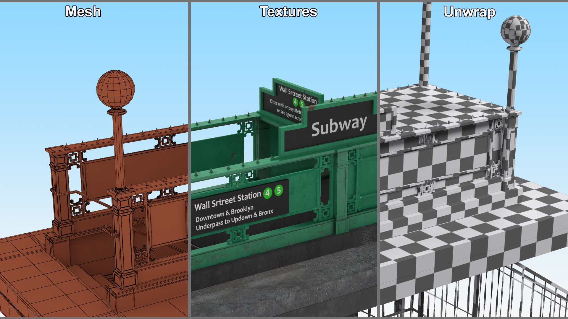 3D Station Entrance And Metro Entrance Sign Model - TurboSquid 2383049
