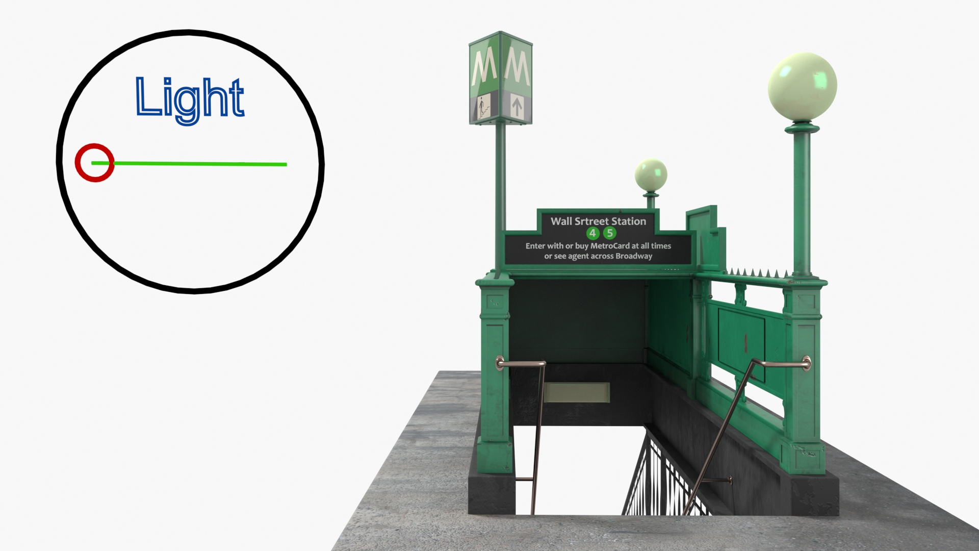 3D Station Entrance And Metro Entrance Sign Model - TurboSquid 2383049