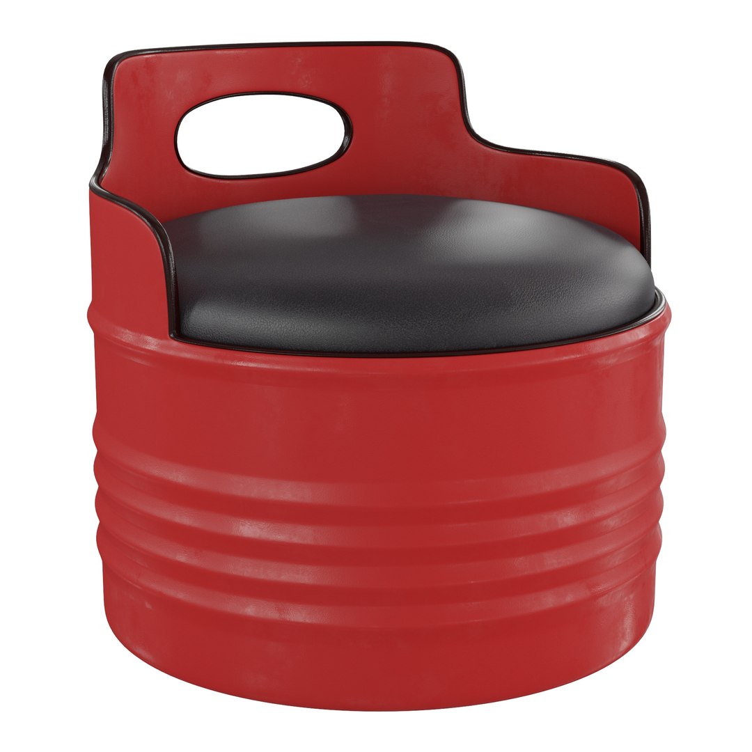 3D Homary-Oil Barrel Accent Chair Industrial Leather Upholstered Red ...