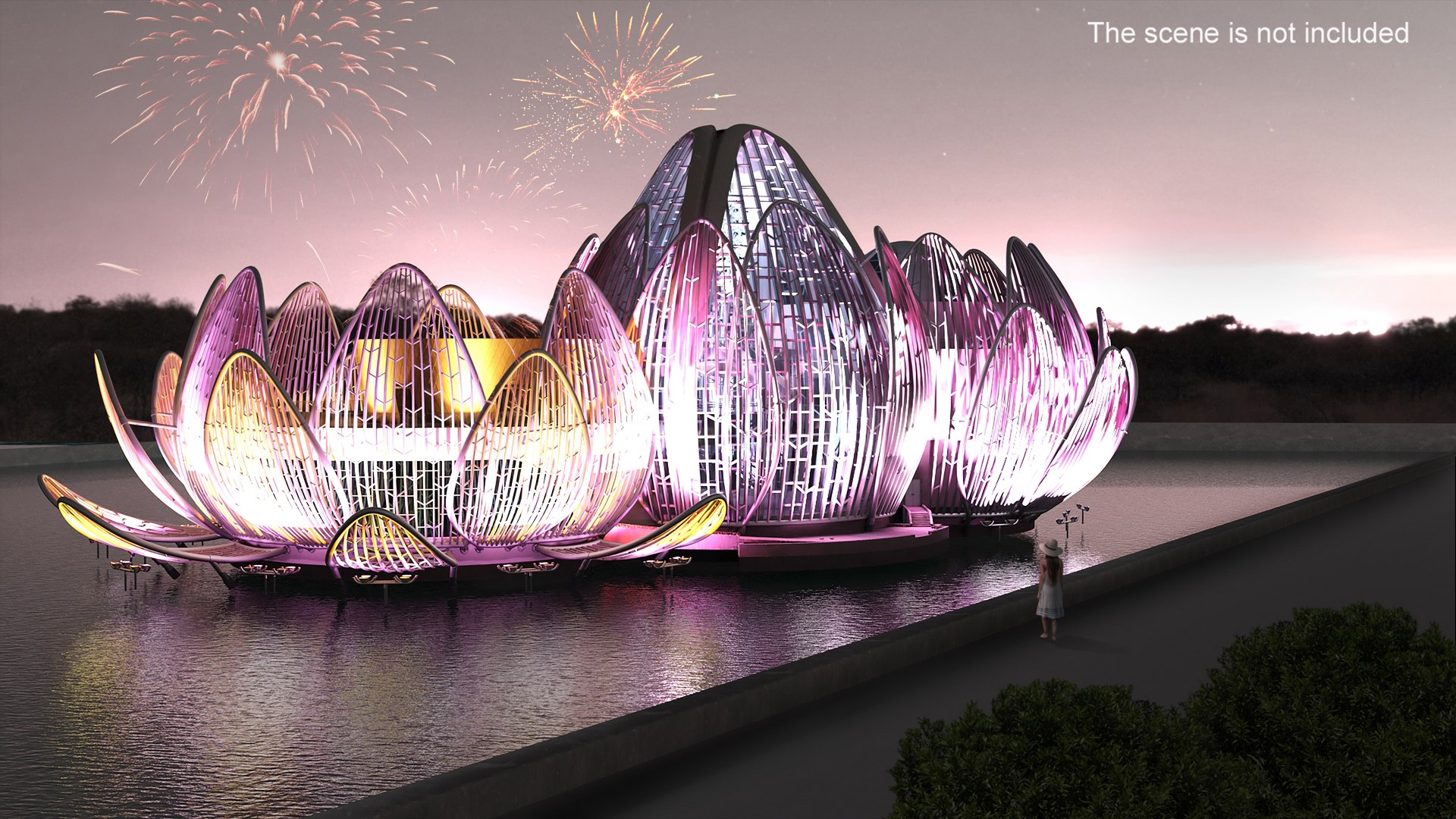 3D Model Wujin Lotus Building Night Lights On - TurboSquid 2217133