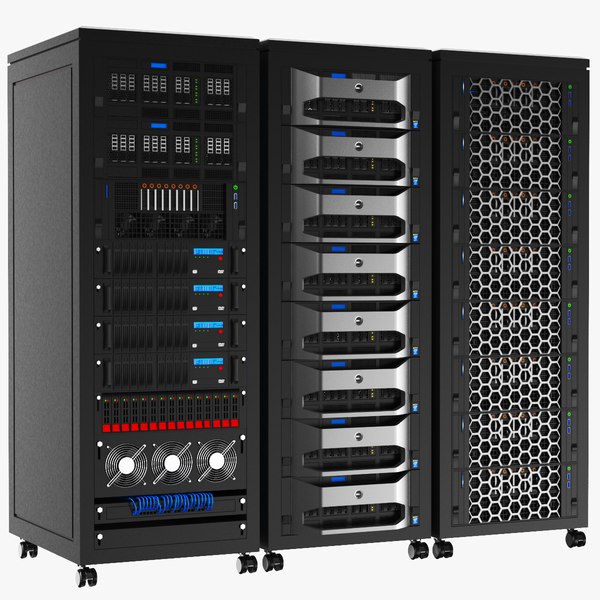 modelo 3d Tres racks de servidores detallados - TurboSquid 2275723