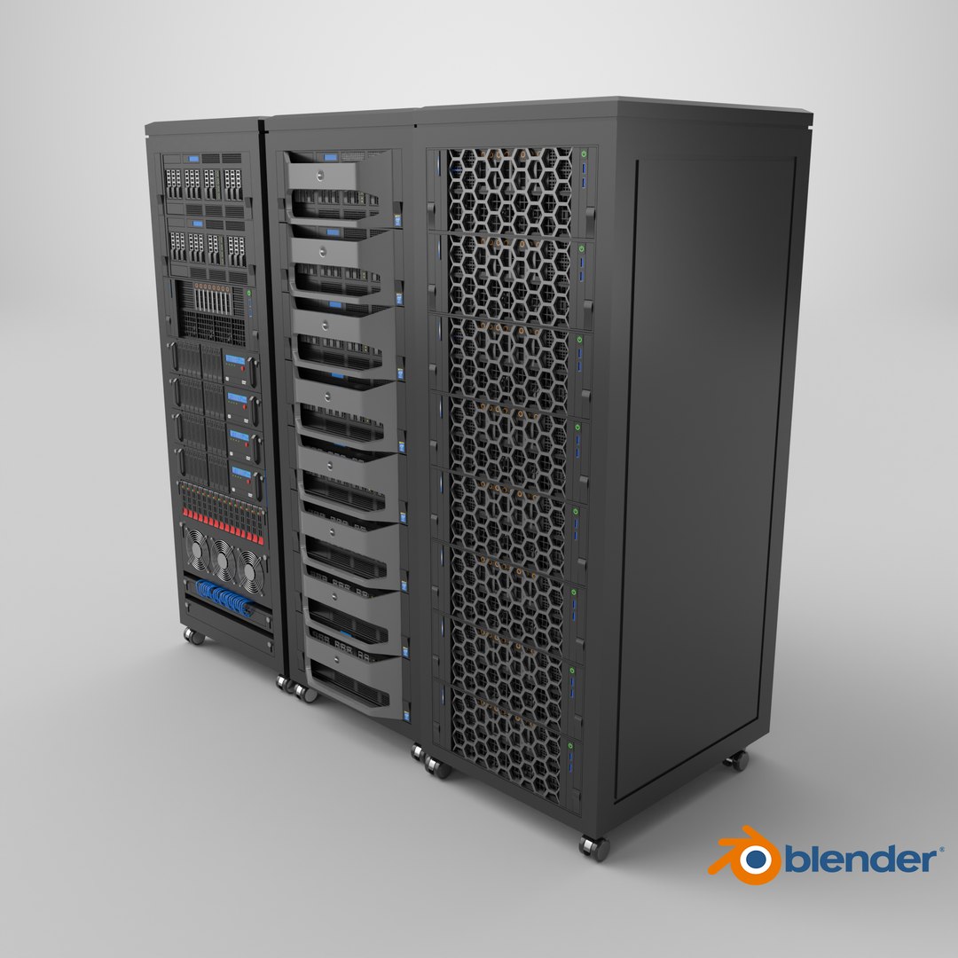 3D Detailed Three Server Racks Model - TurboSquid 2275723