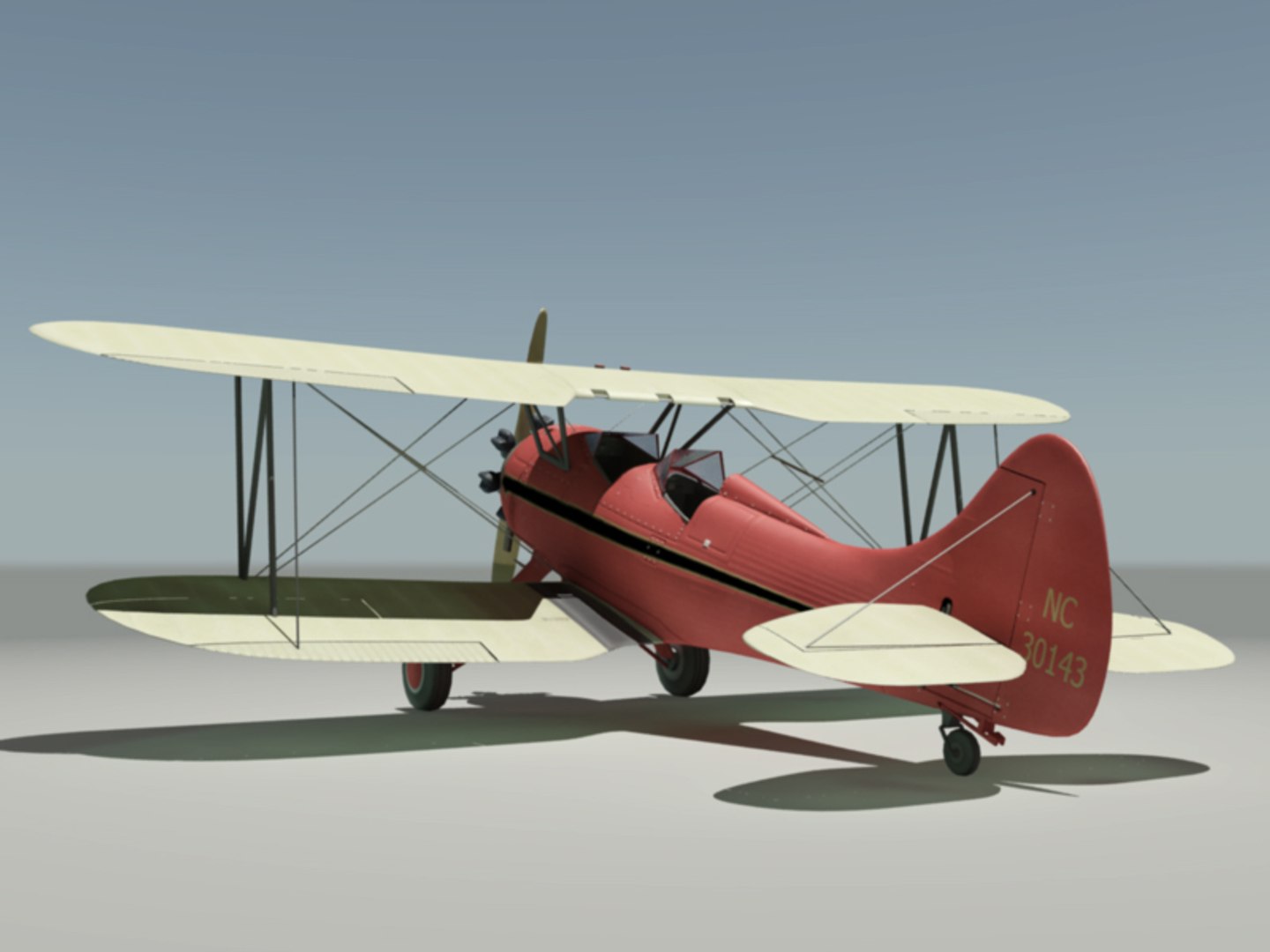 3d Waco Upf-7 Biplane
