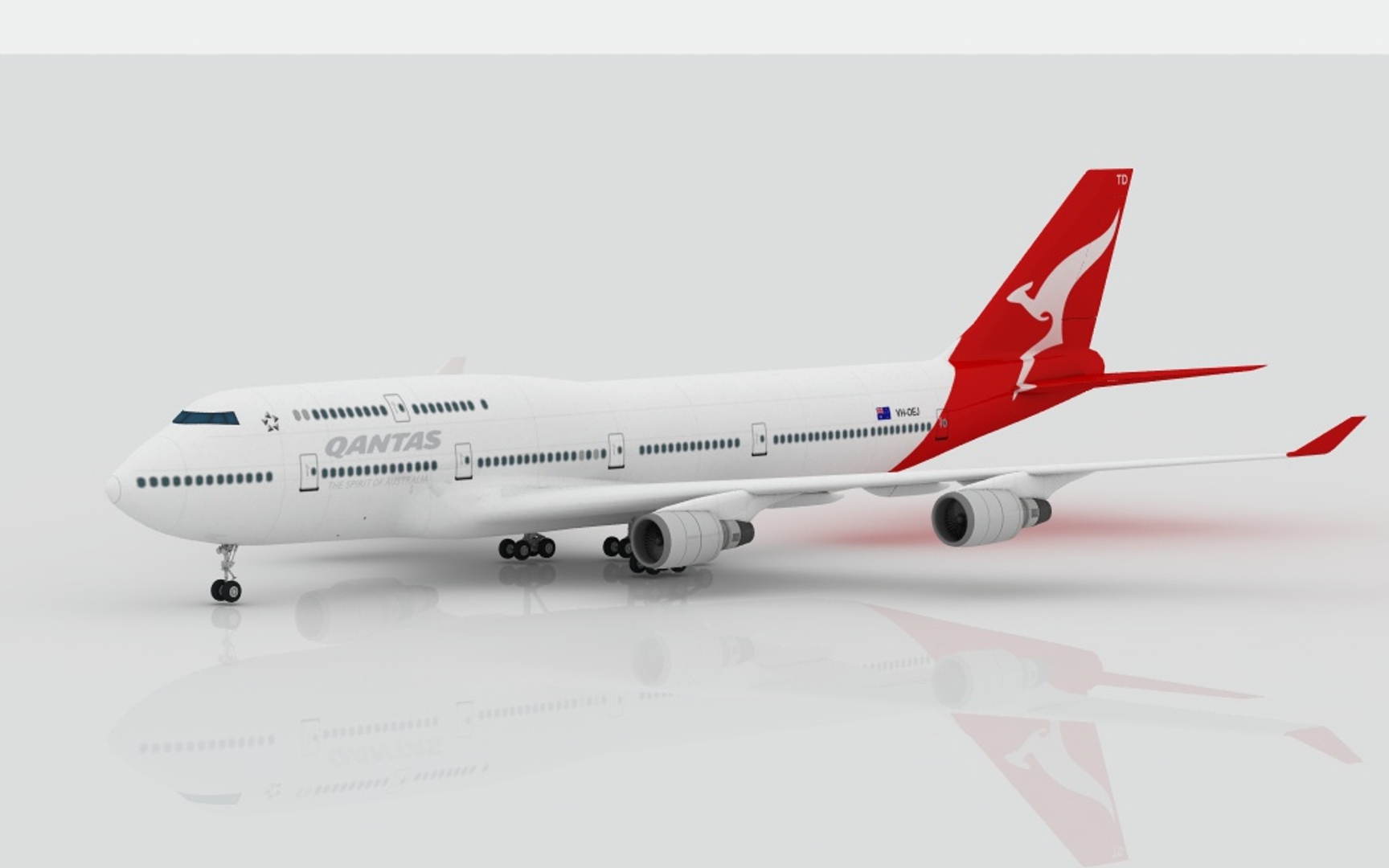 3d Airplane Boeing 747 Qantas