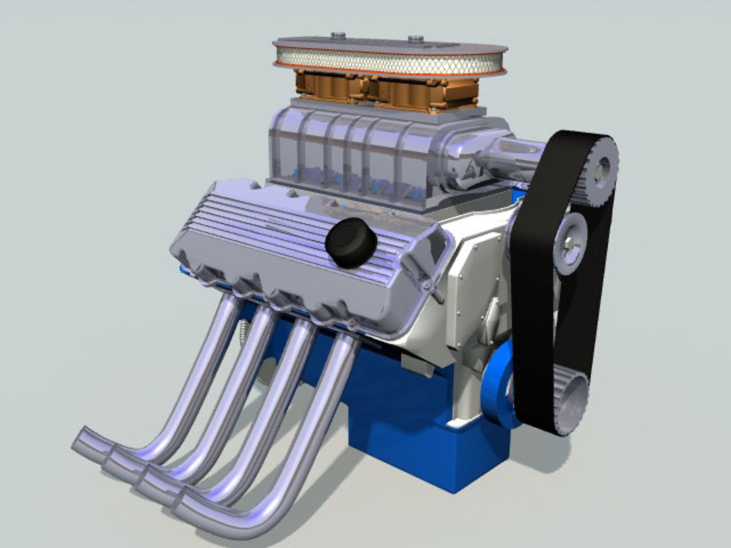 Super Charged V8 Engine 3d Model