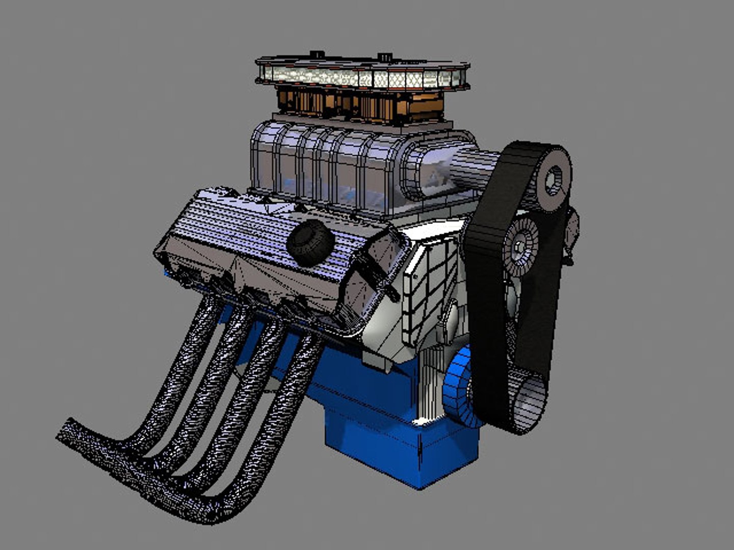 Super Charged V8 Engine 3d Model