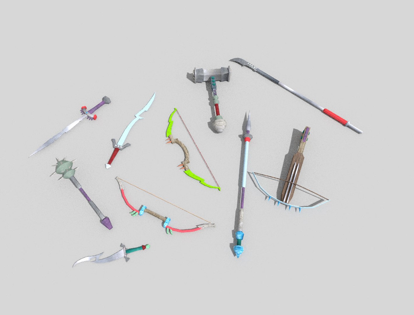 Pack 10 Fantasy Weapons 3d Model