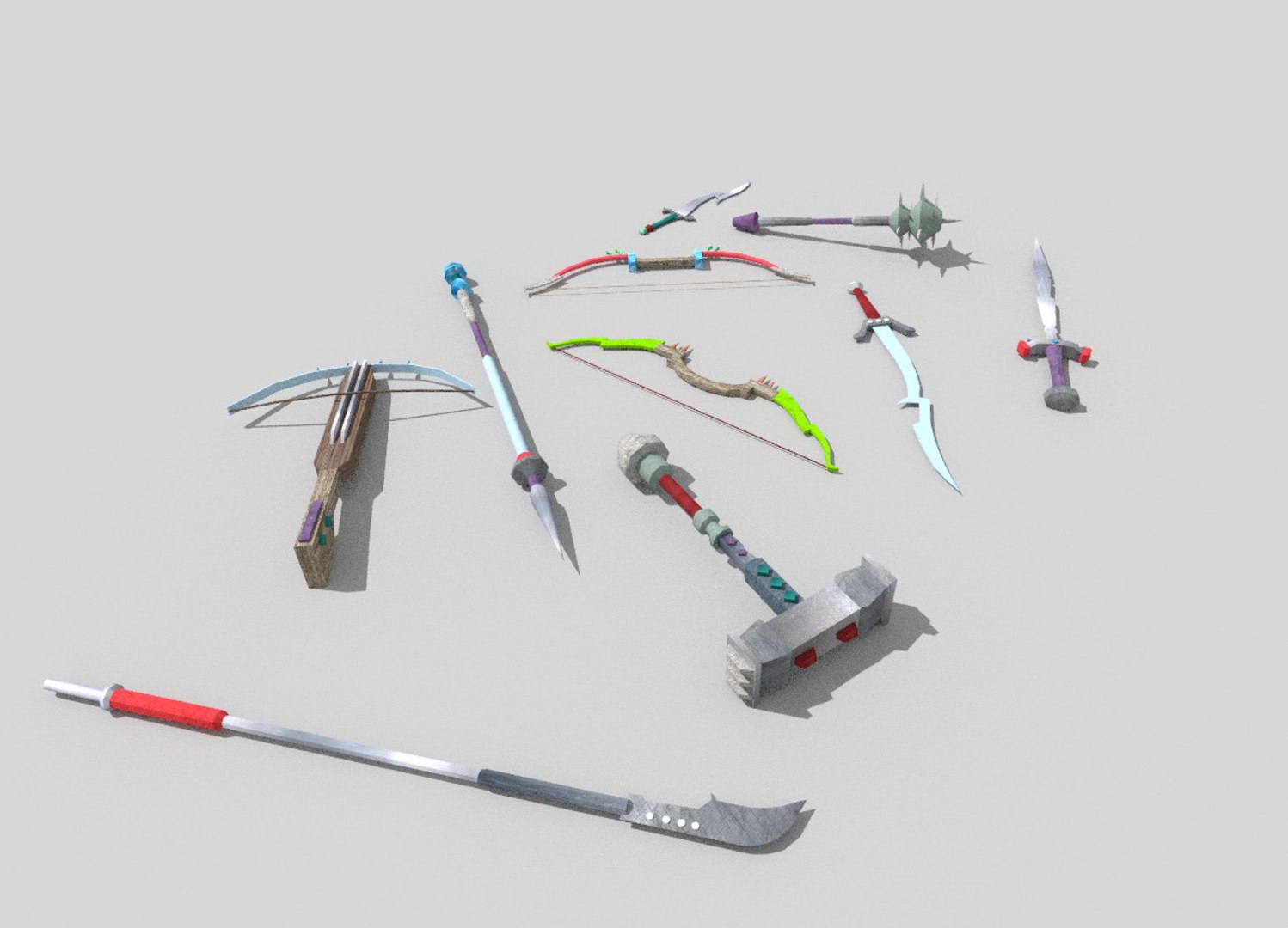 Pack 10 Fantasy Weapons 3d Model