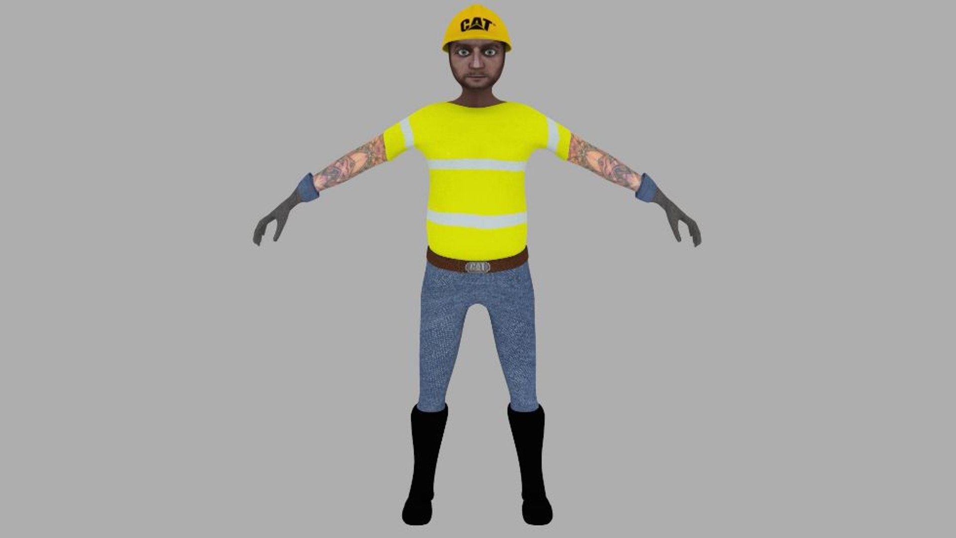 3d Model Worker Construction Work