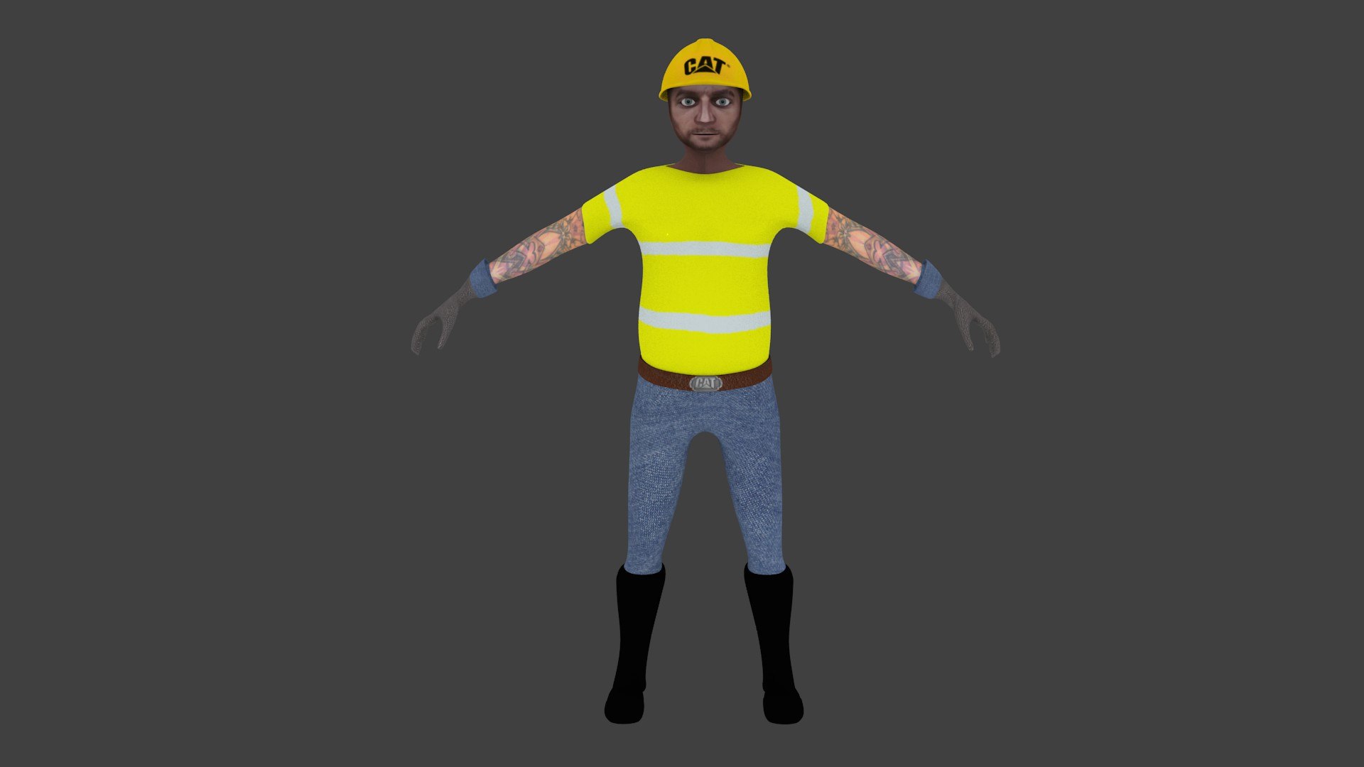 3d Model Worker Construction Work