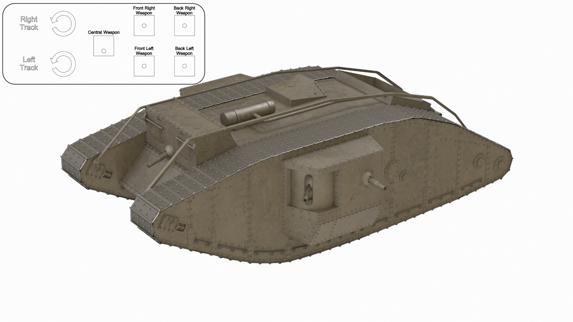 3D Model Tank MK 4 Male Rigged - TurboSquid 2241831