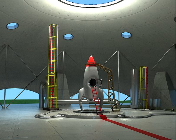 3d cartoon rocket