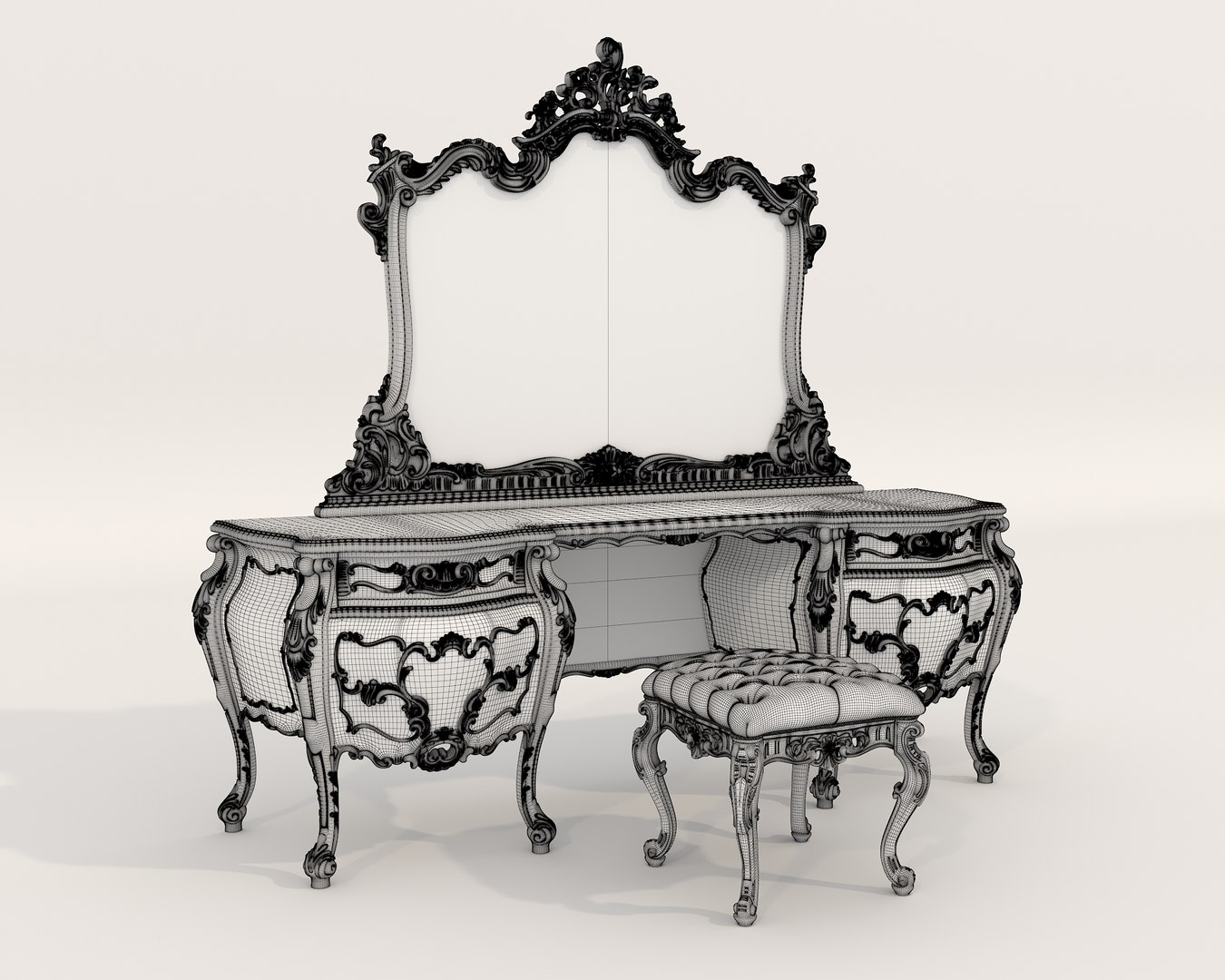 3D Model Classic European Style Dressing Table 25 - TurboSquid 2322700