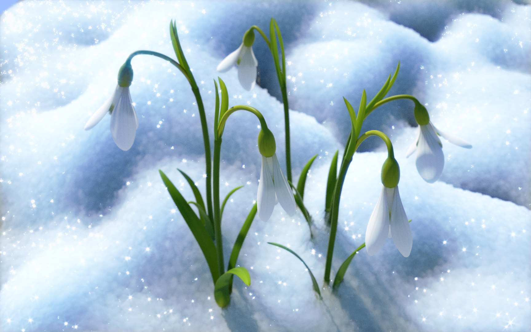 3D Snowdrop Flower Model - TurboSquid 1364337