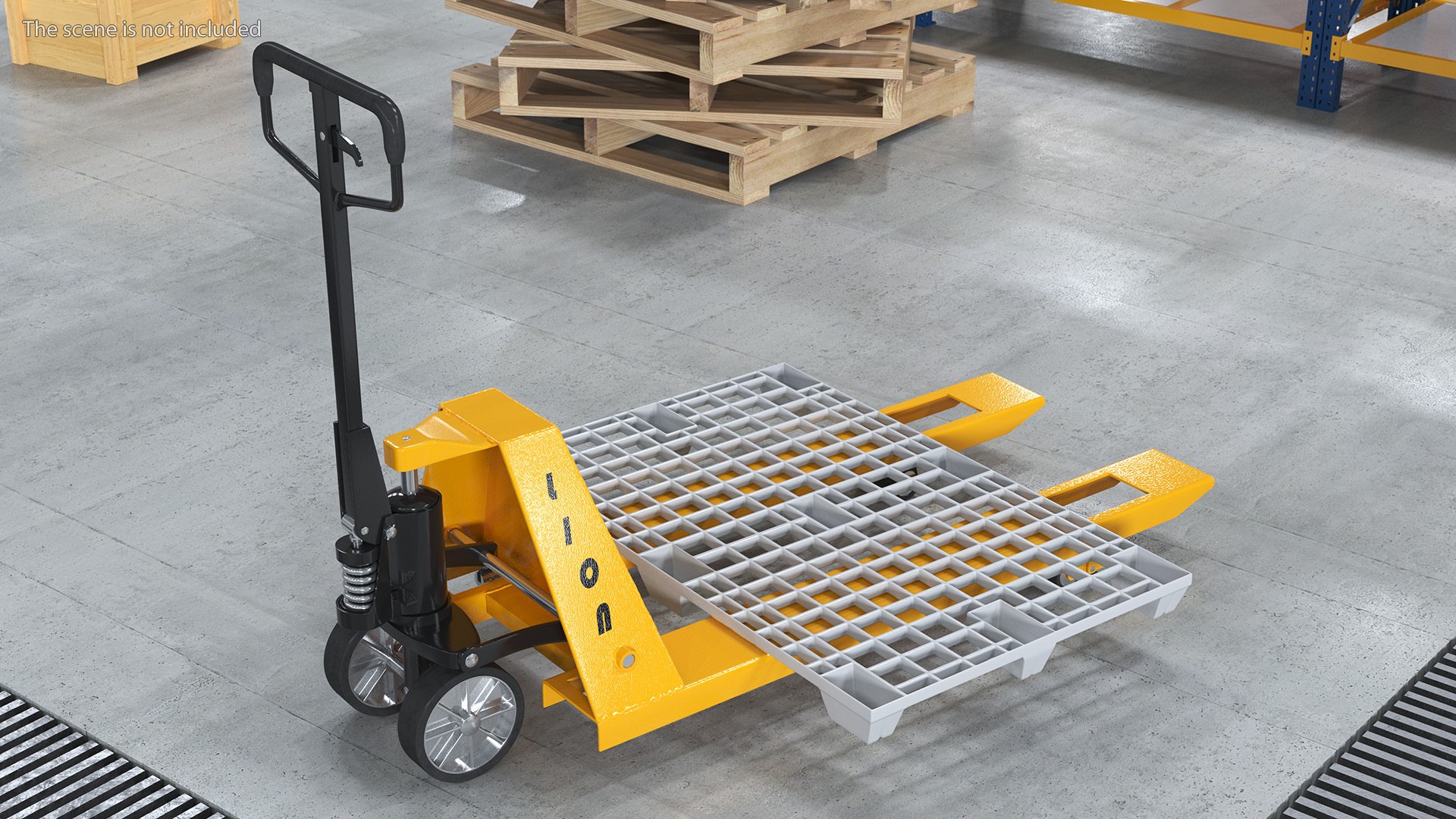3D Manual Pallet Jacks With Plastic Pallet Model - TurboSquid 2145502