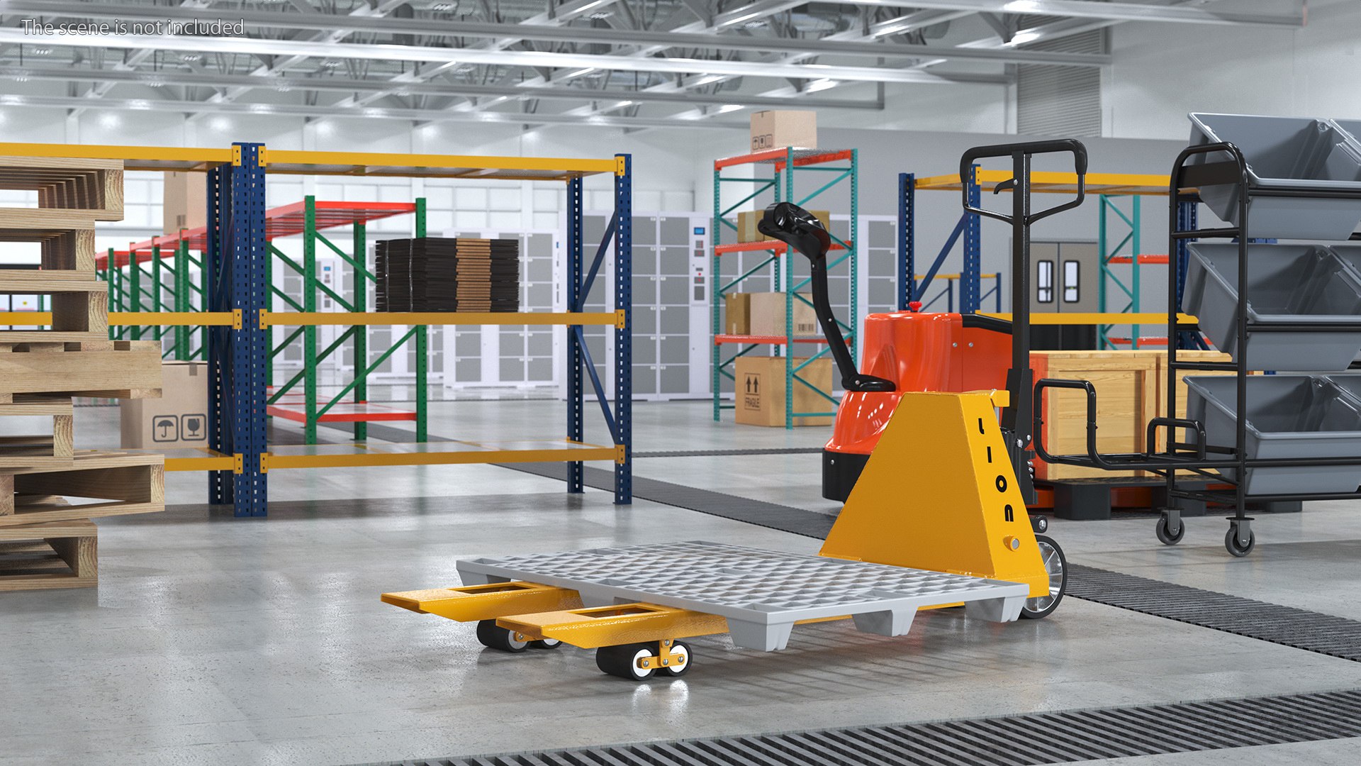 3D Manual Pallet Jacks With Plastic Pallet Model - TurboSquid 2145502