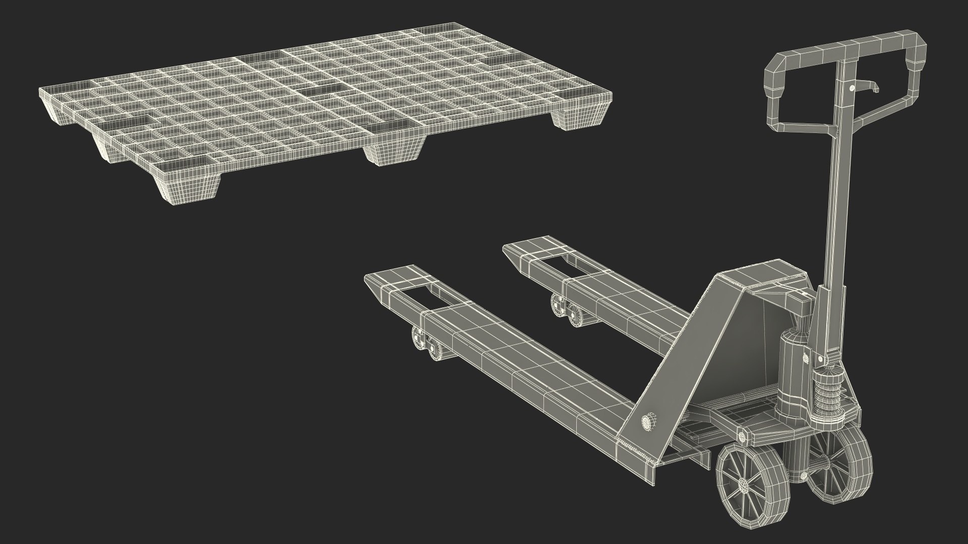3D Manual Pallet Jacks with Plastic Pallet model - TurboSquid 2145502