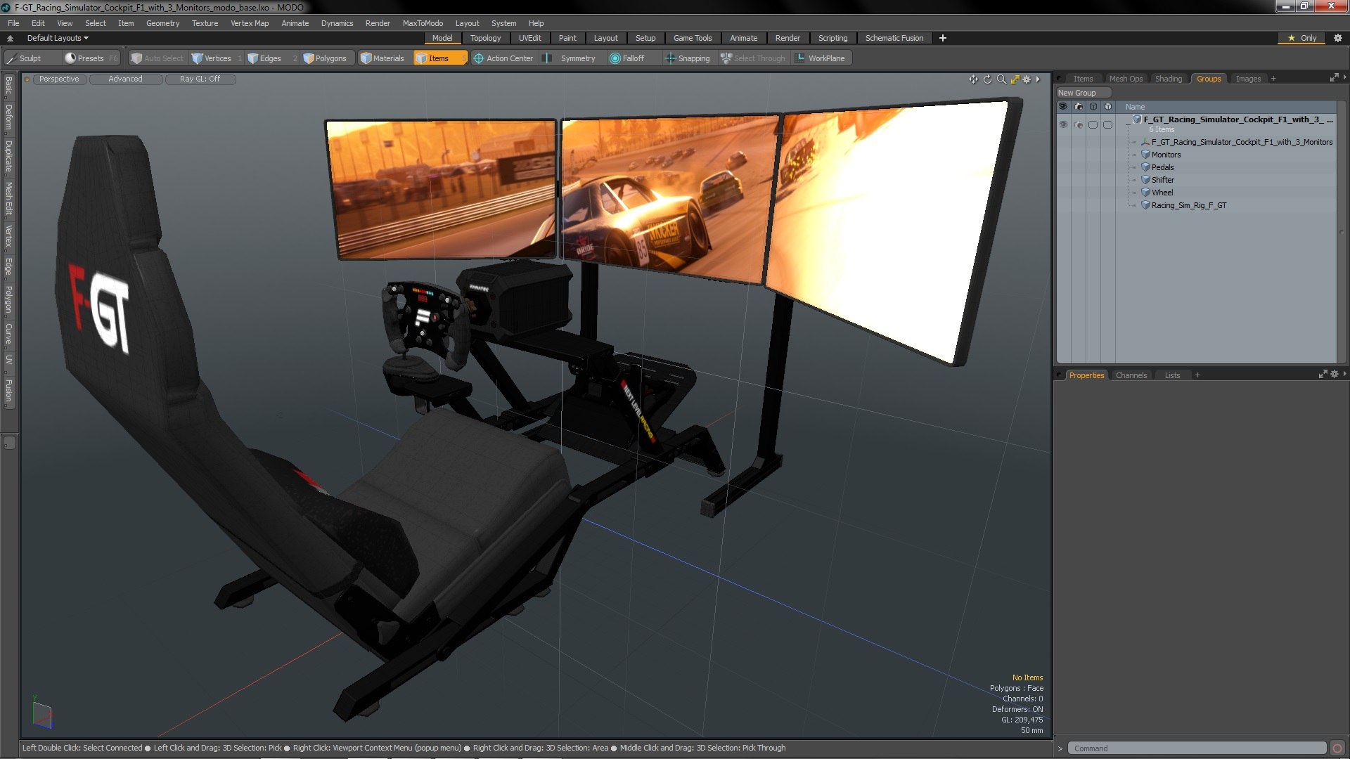 3D F-GT Racing Simulator Cockpit F1 With 3 Monitors - TurboSquid 2073119