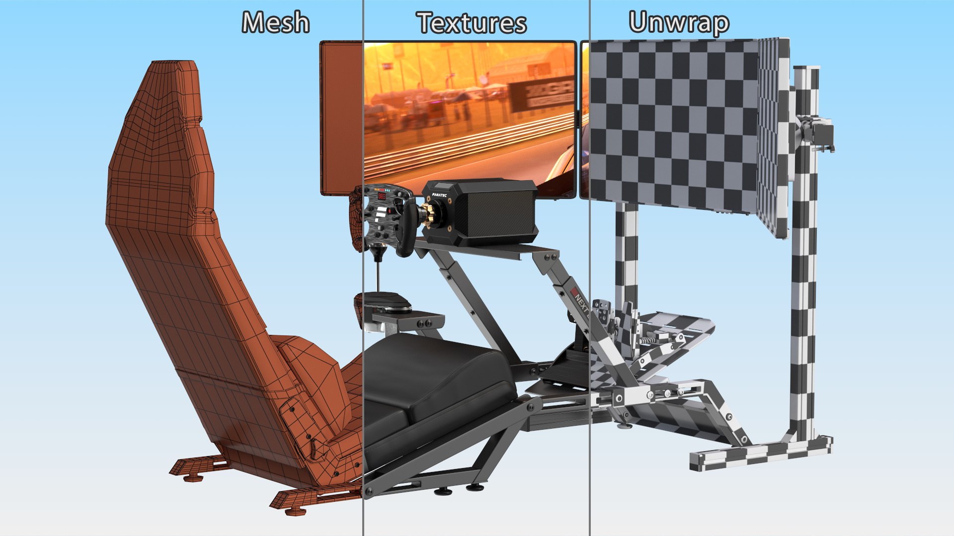 3D F-GT Racing Simulator Cockpit F1 with 3 Monitors - TurboSquid 2073119