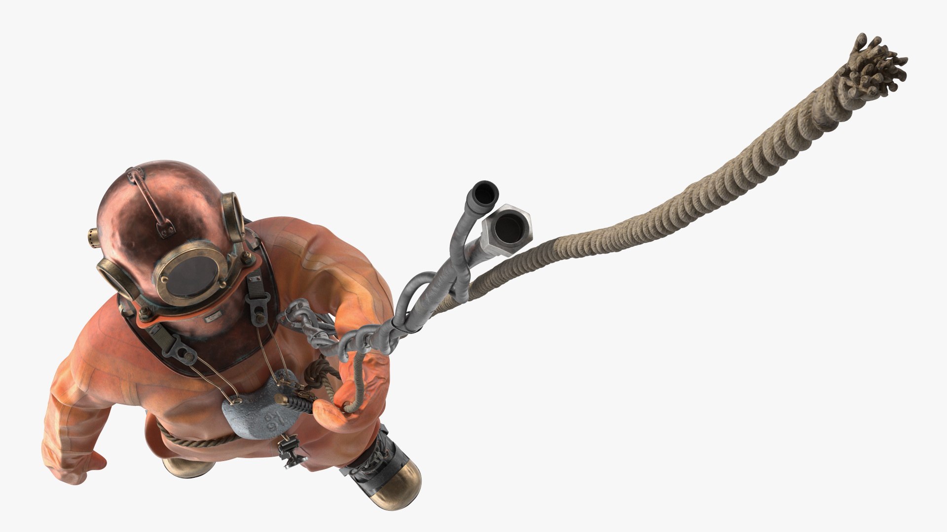 3D Antique Copper Diving Suit Rigged For Cinema 4D - TurboSquid 2366161