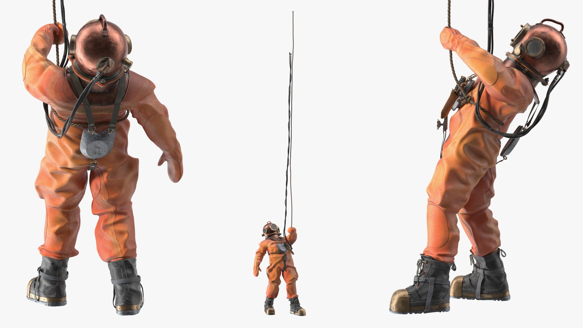3D Antique Copper Diving Suit Rigged For Cinema 4D - TurboSquid 2366161