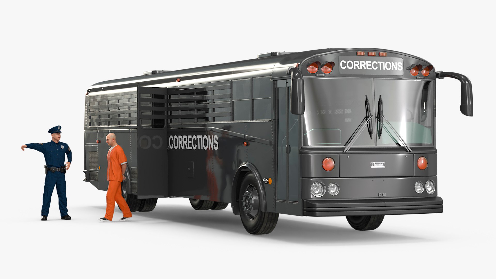 Prison Corrections Bus With Officer And Inmate Model - TurboSquid 2363204