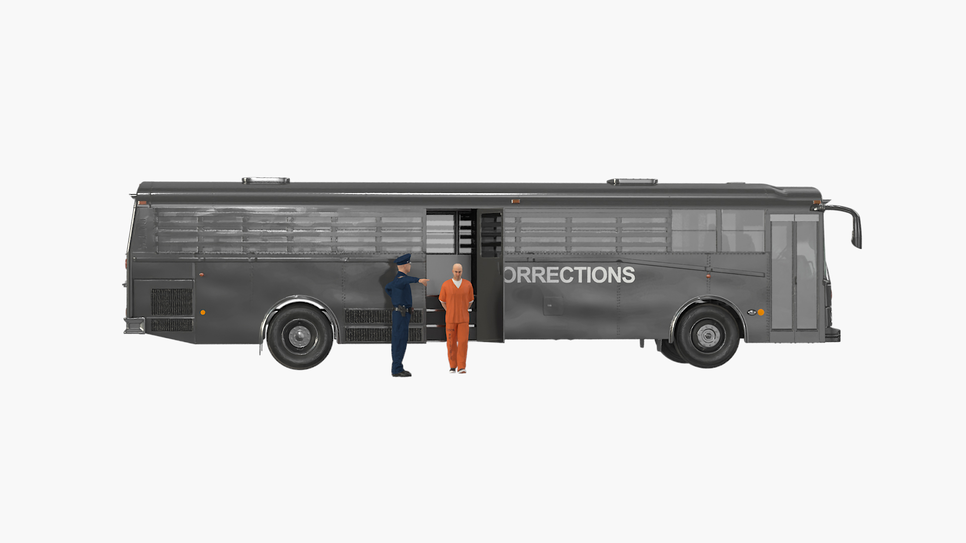 Prison Corrections Bus With Officer And Inmate Model - TurboSquid 2363204