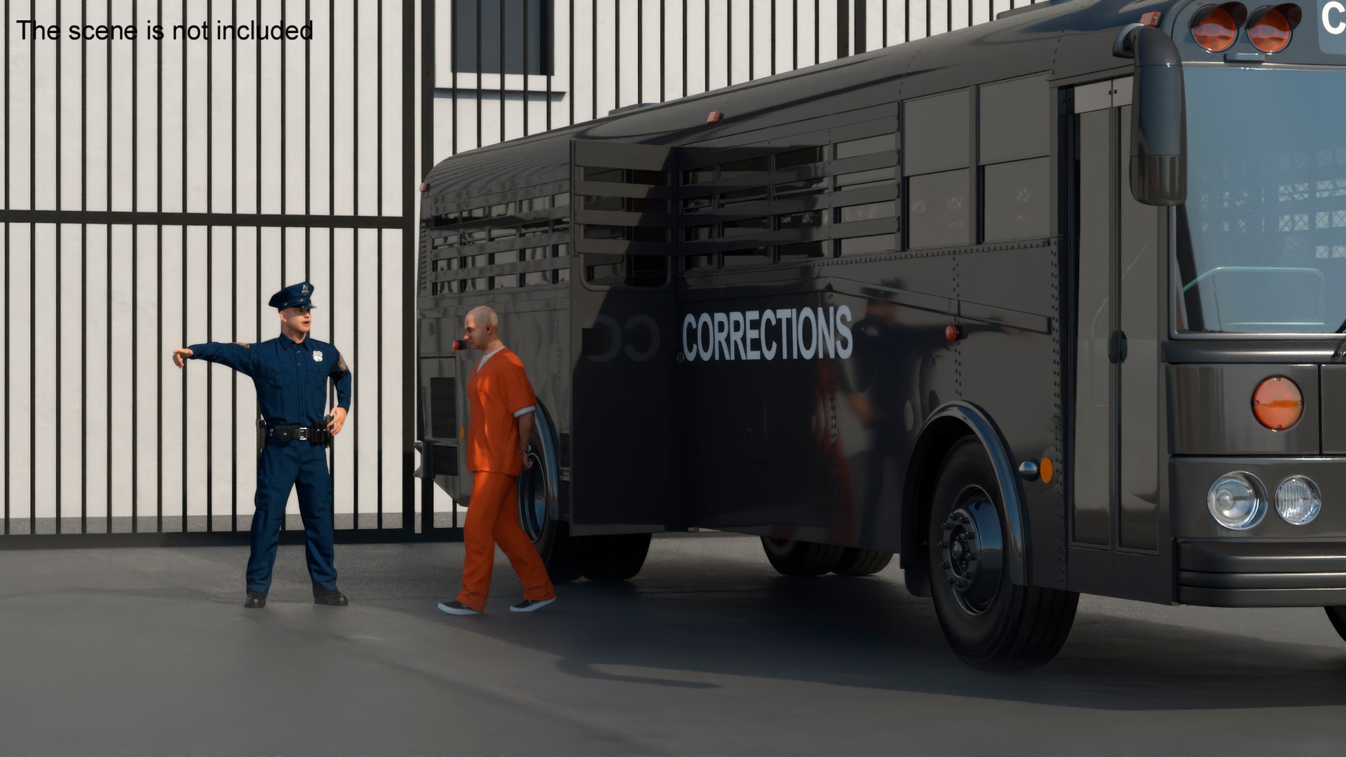 Prison Corrections Bus With Officer And Inmate Model - TurboSquid 2363204